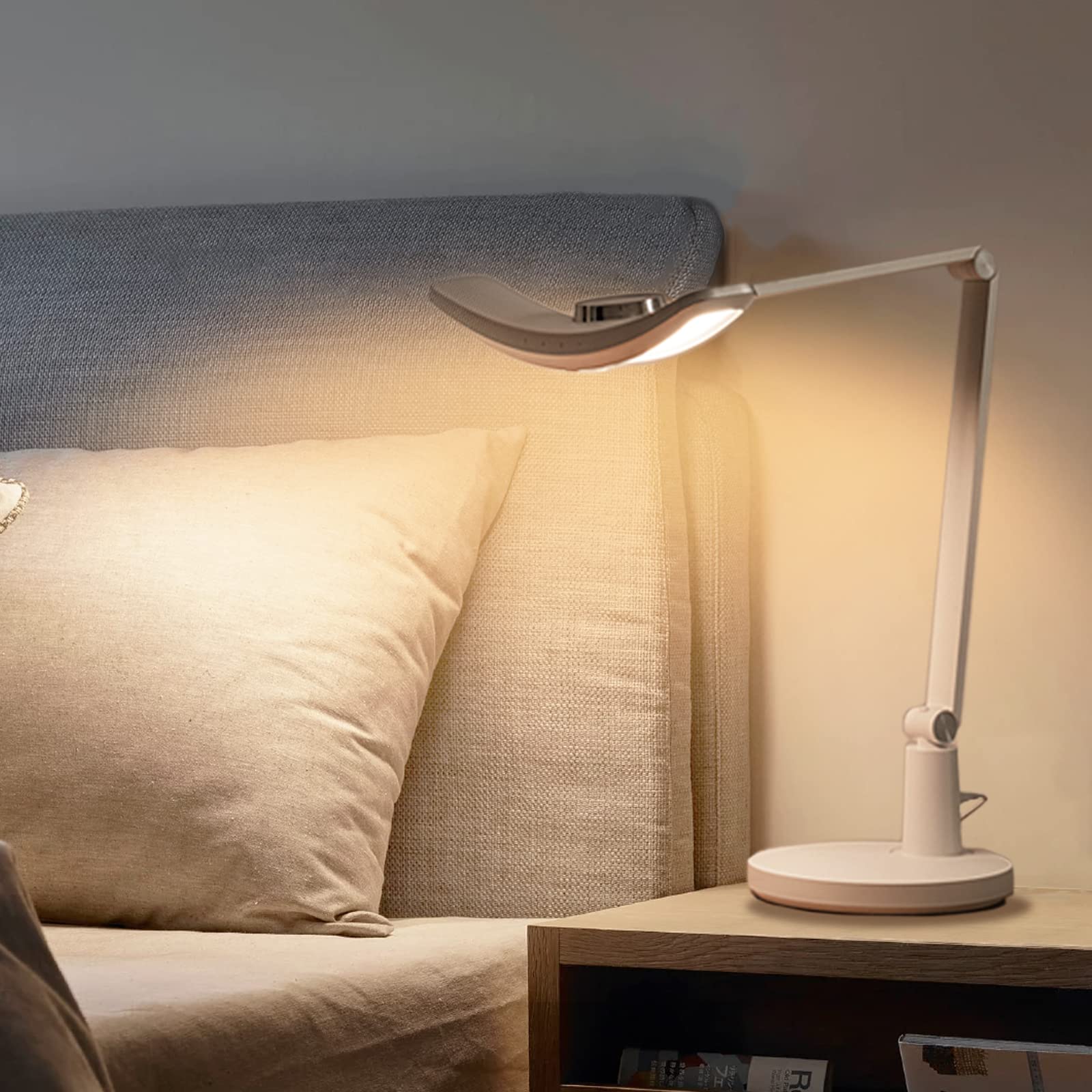 HAPPY NOCNOC Eye-Care eReading Desk Lamp/ Table Lamp/ Task Lamp/ Swing Arm Lamp: Auto-Dimming, CRI 97, Adjustable Temperatures, 51” Wide Illumination Desk Light for Home Office, Bedroom, Living Room