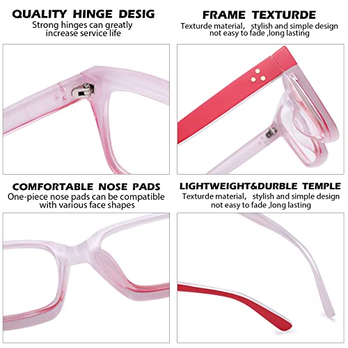 Hycredi Classic Square Eyewear Non-prescription Clear Lens glasses for Women Men Thick Square Frame Eyeglasses-Red