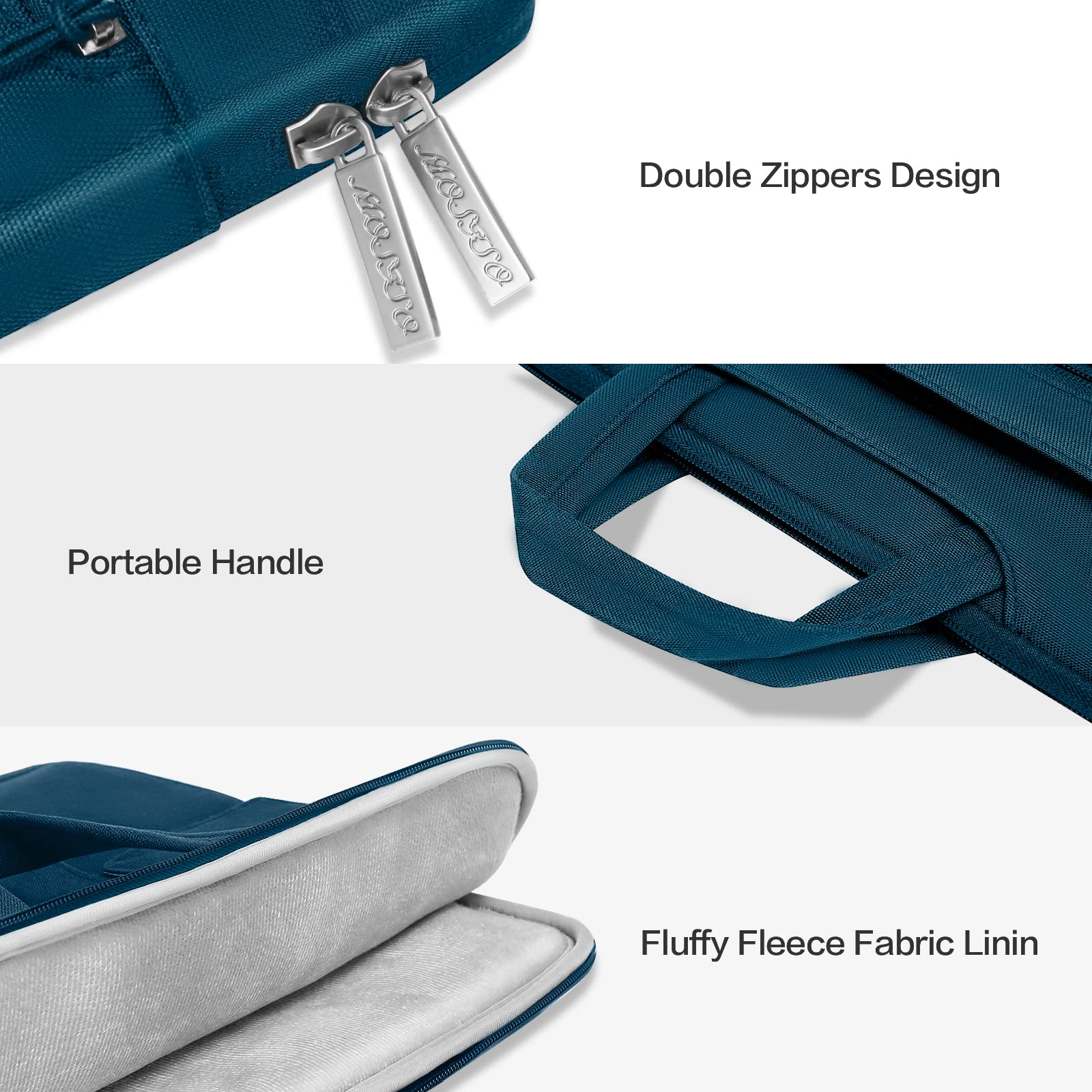MOSISO Laptop Shoulder Bag Compatible with MacBook Air/Pro, 13-13.3 inch Notebook, Polyester Flapover Briefcase Sleeve Case, Deep Teal