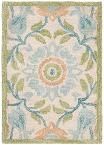 Safavieh Antiquity Collection 2' x 3' Ivory/Green AT59A Handmade Floral Premium Wool Entryway Living Room Foyer Bedroom Kitchen Accent Rug