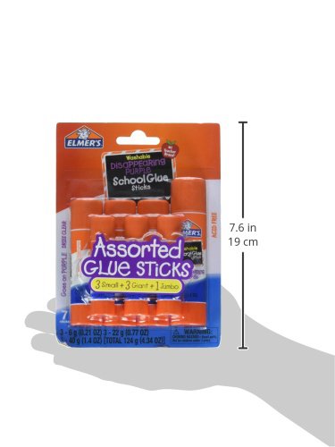 Elmer's Disappearing Purple School Glue Sticks, Assorted Sizes: 3 Small + 3 Giant + 1 Jumbo Glue Stick (E4081)
