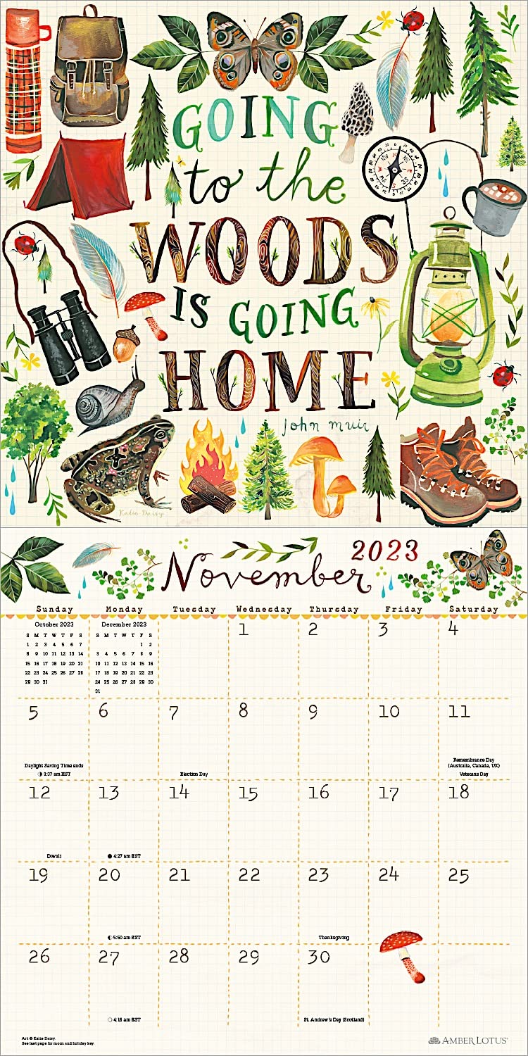 Katie Daisy 2023 Wall Calendar: Meet Me in the Meadow | 12" x 24" Open | Amber Lotus Publishing