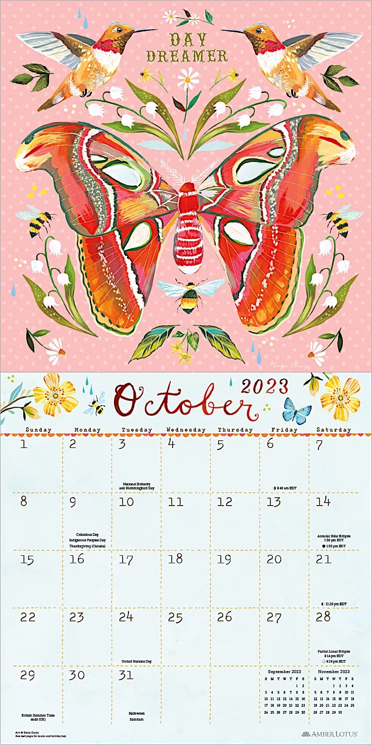 Katie Daisy 2023 Wall Calendar: Meet Me in the Meadow | 12" x 24" Open | Amber Lotus Publishing
