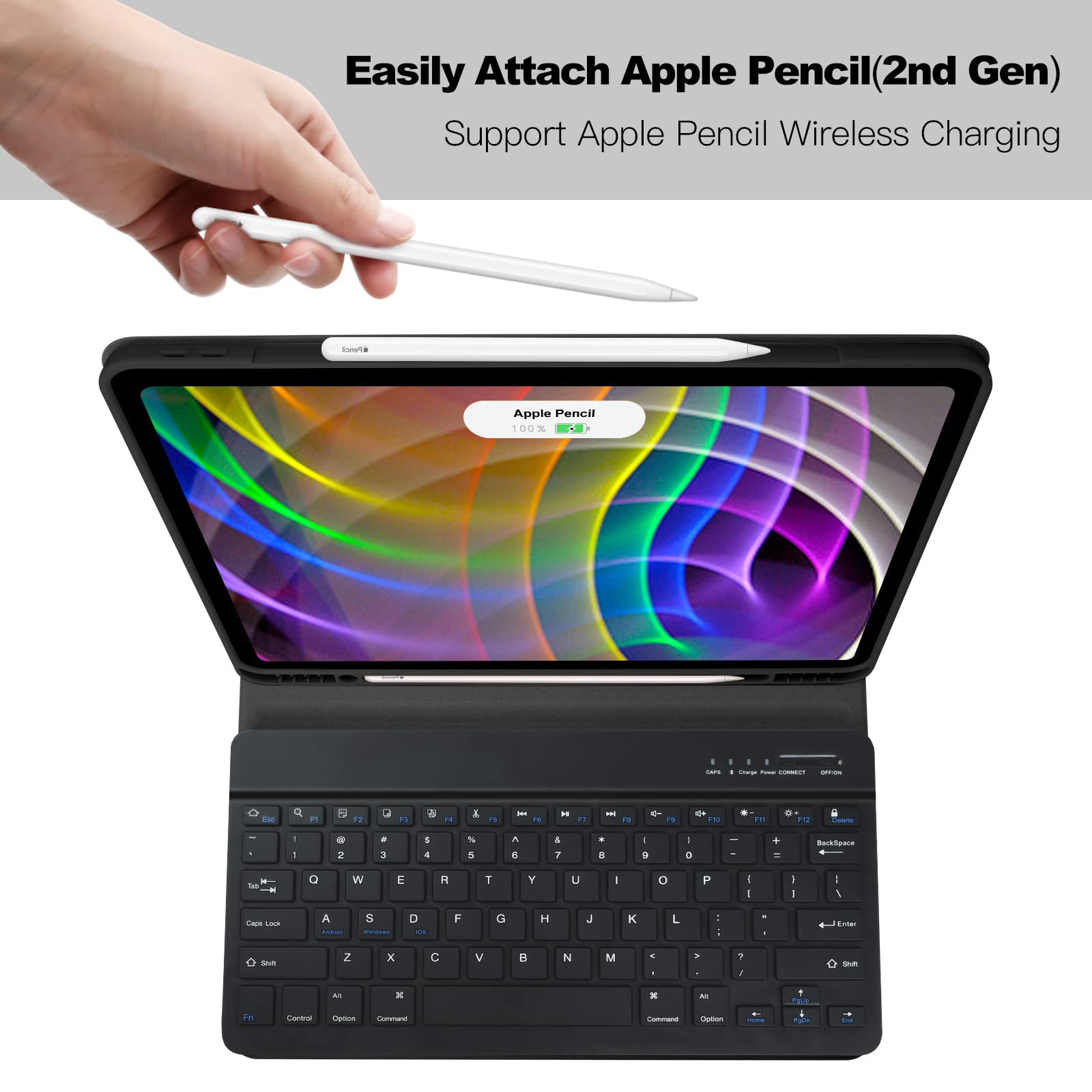 HOTLIFE Case with Keyboard for iPad Air 13 inch (M2 2024 ),Keyboard Case for iPad Pro 12.9 6th/5th Generation, Wireless Detachable Keyboard- with Pencil Holder for New iPad Air 13-inch/iPad Pro 12.9
