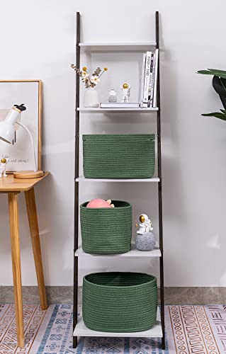 CubesLand Woven Basket for Organizing/Storage,Cube Shelf Closet Storage Baskets Bins Set 3,Long-lasting &Skin-friendly Toy Storage Basket Bin,Stylish Room Decor Basket, Cotton Rope Basket,Green Basket for Shelves