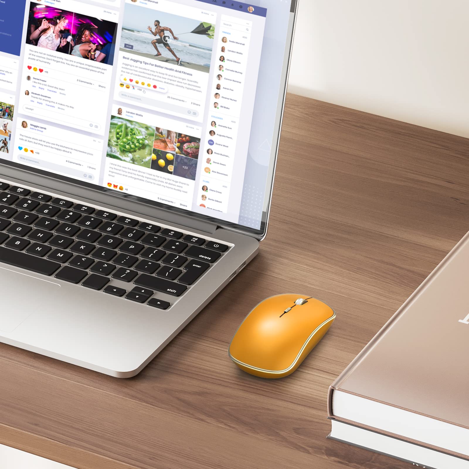 JOYACCESS J 2.4G Wireless Mouse Soft Click, Silent Travel Wireless Mouse for Laptop, 3200 DPI, 5 Adjustment Levels, Computer Mouse Wireless for Chromebook, Mac, PC, Notebook - Orange