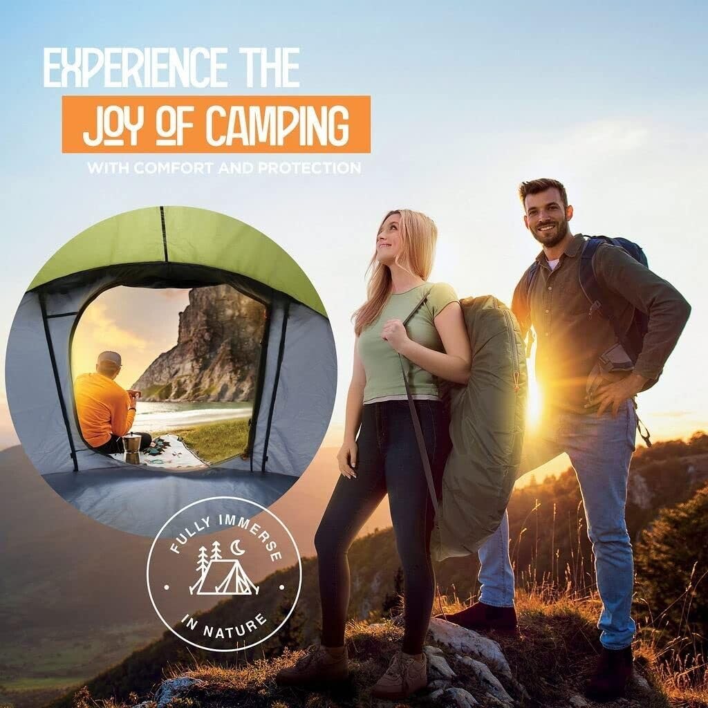 Easy Pop Up Tent with 2 Doors Camping Tent - 4-Person - UPF50+ Waterproof