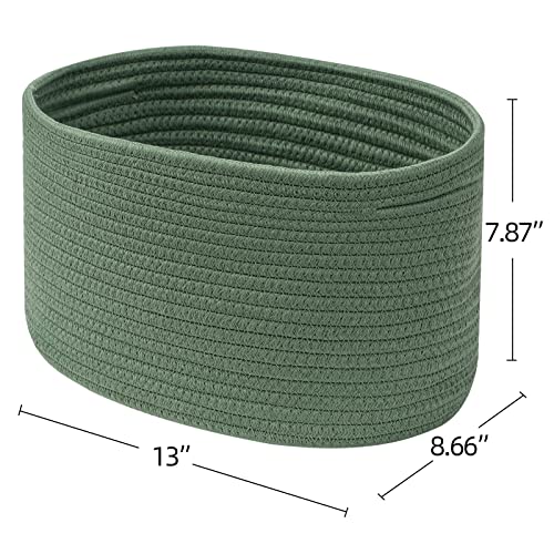 CubesLand Woven Basket for Organizing/Storage,Cube Shelf Closet Storage Baskets Bins Set 3,Long-lasting &Skin-friendly Toy Storage Basket Bin,Stylish Room Decor Basket, Cotton Rope Basket,Green Basket for Shelves