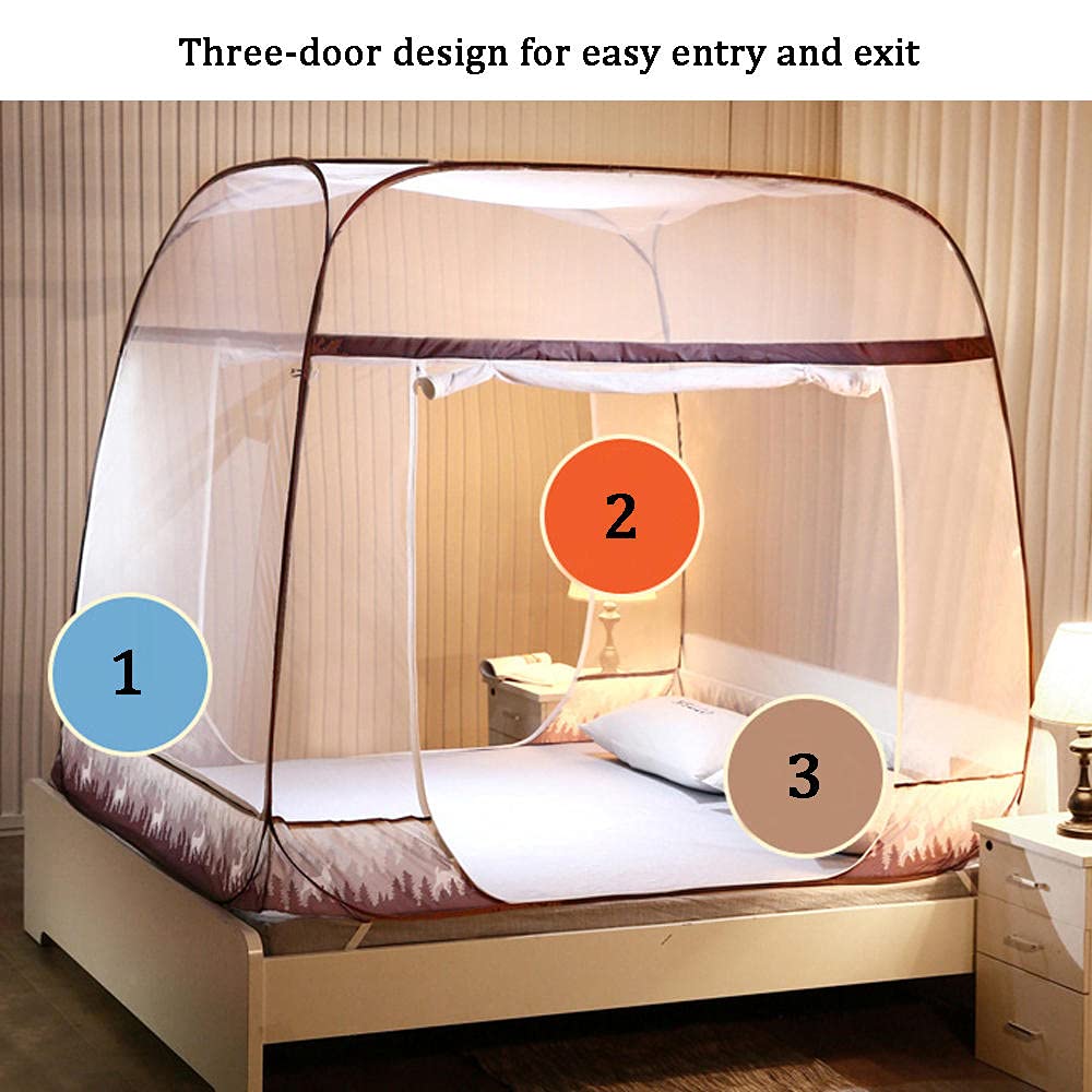 ARTFLOWERS-XIXI Mosquito Nets,180x200cm,Pop Up Mosquito Protection Net,Three Door Portable Protection Net Travel Bed Net Bottom,Breathable Encryption Net,Bed Canopy Home,Outdoor,Camping (E,180x200cm)