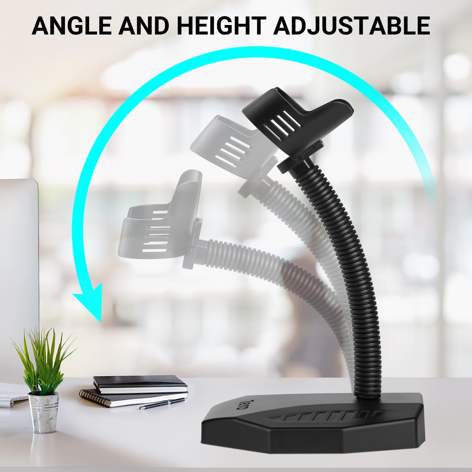 Tera Universal Barcode Scanner Stand Hands Free Barcode Scanning Bar-Code Reader Cradle Holder Base Angle and Height Adjustable Head for Supermarket Retail Store School Library Logistic Warehouse
