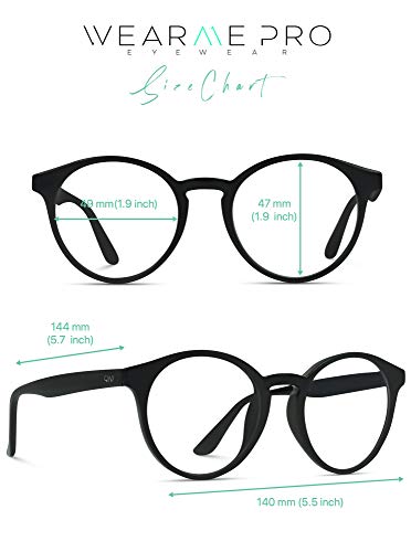 WearMe Pro Retro Round Blue Light Blocking Glasses - UV & Bluelight Blocker for Women - Anti Glare, Trendy Non Prescription for Reading (Grey Frame)