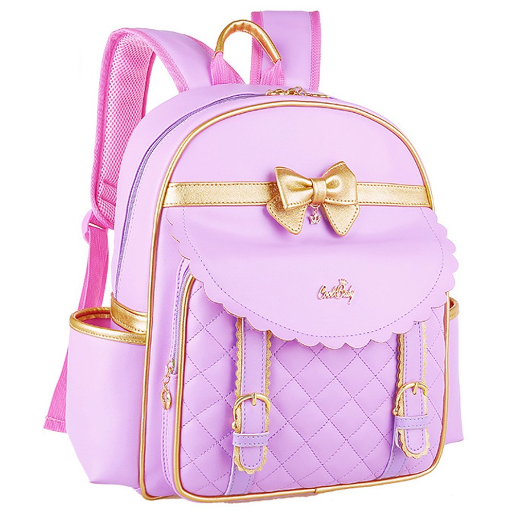 Gazigo Children Princess Waterproof PU Backpack for Girls Elementary School Girl Bookbags