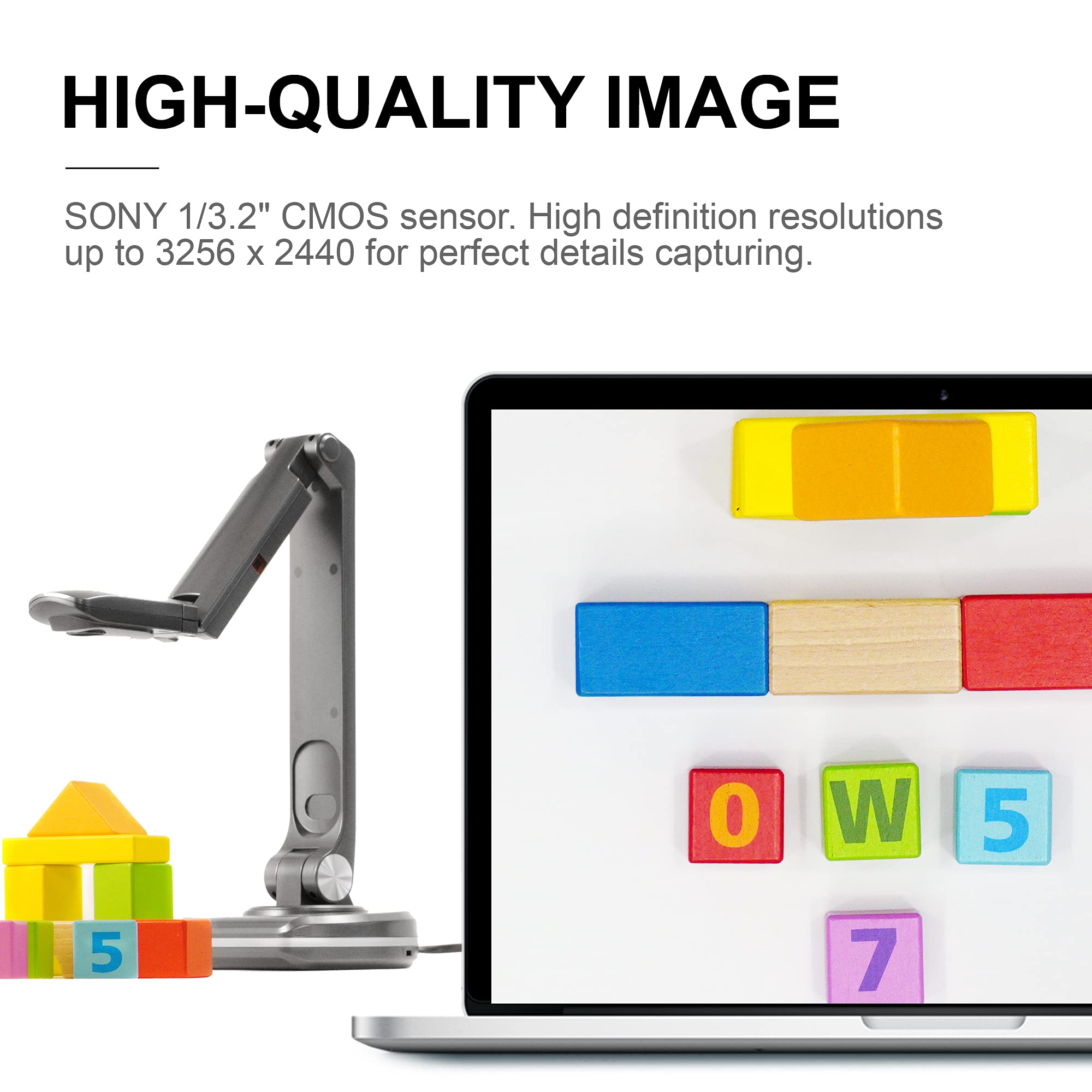 JOYUSING V500S 8MP HD USB Document Camera for Teachers with Light, Mac, Windows, Chromebook Compatible Excellent for Online Teaching, Distance Learning, Web Conferencing