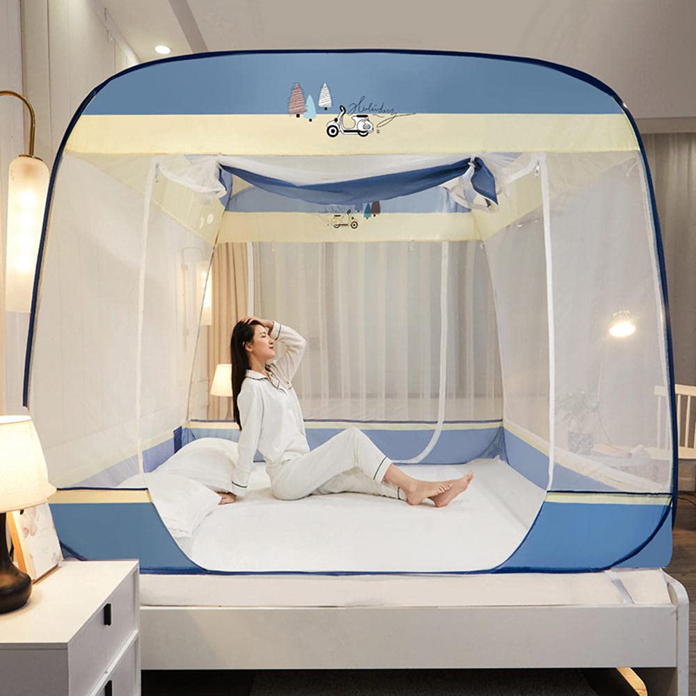 ARTFLOWERS-XIXI Mosquito Nets,180x200cm,Pop Up Mosquito Protection Net,Three Door Portable Protection Net Travel Bed Net Bottom,Breathable Encryption Net,Bed Canopy Home,Outdoor,Camping (E,180x200cm)