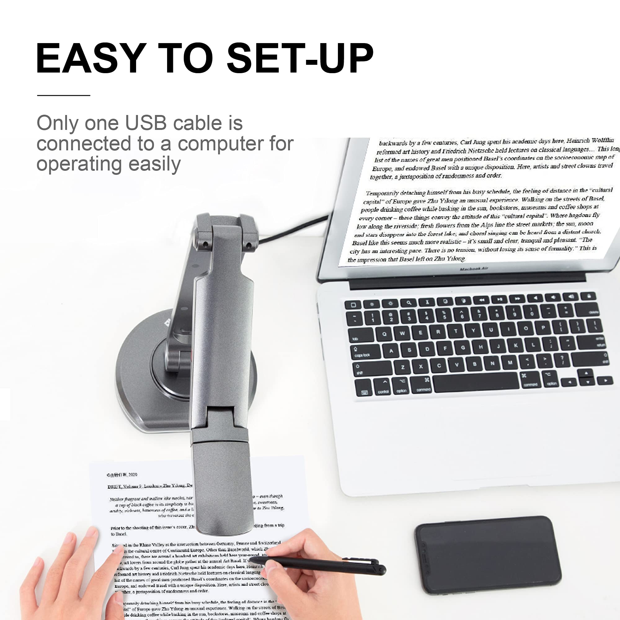 JOYUSING V500S 8MP HD USB Document Camera for Teachers with Light, Mac, Windows, Chromebook Compatible Excellent for Online Teaching, Distance Learning, Web Conferencing