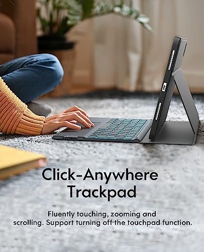 CHESONA for iPad Air 5th/4th Generation Case with Keyboard, Pro 11 inch Keyboard, Smart Trackpad, 7 Color Backlit, Wireless Detachable Keyboard for iPad Air 10.9, Pro 11 (4/3/2/1 Gen), Black