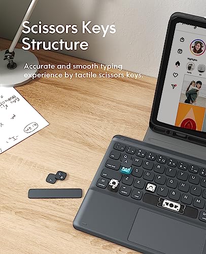 CHESONA for iPad Air 5th/4th Generation Case with Keyboard, Pro 11 inch Keyboard, Smart Trackpad, 7 Color Backlit, Wireless Detachable Keyboard for iPad Air 10.9, Pro 11 (4/3/2/1 Gen), Black
