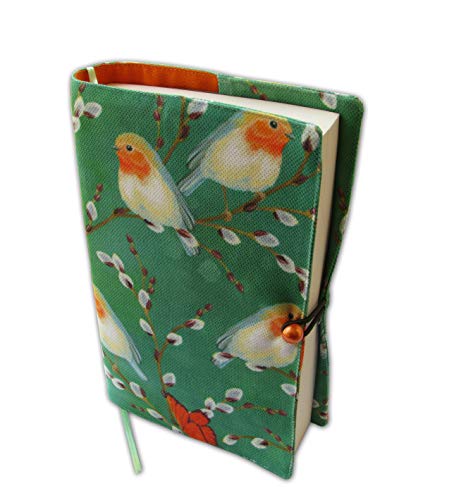 Fabric Book Sleeve Cover, Washable Novel Protector - Bird Design, Padded Book Protector for Adult, Planner Book Case, Hard Books Covers for Paperback 5.5 x 8.2 x 1.6 (Bird)