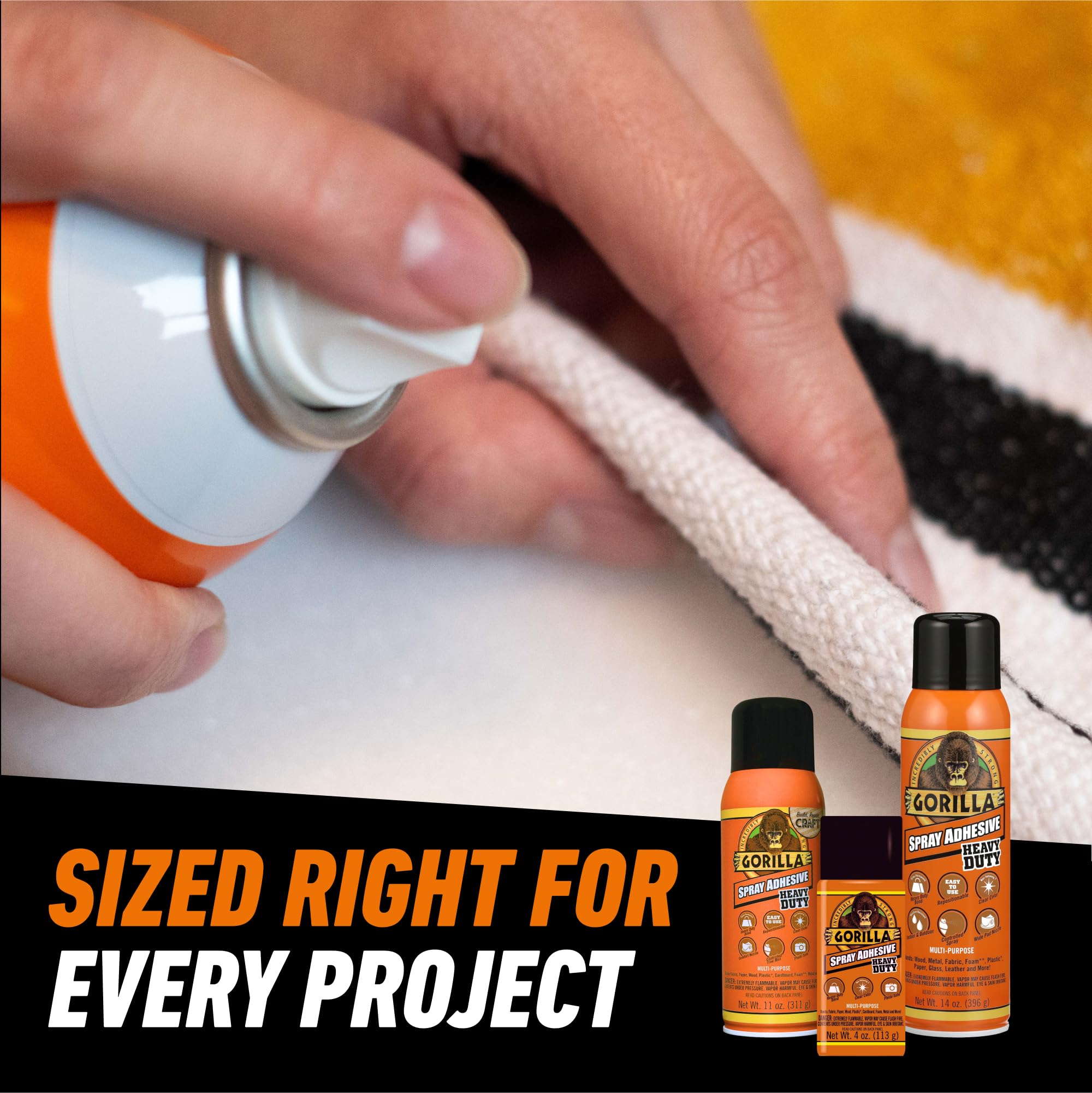 Gorilla Heavy Duty Spray Adhesive, Multipurpose and Repositionable, 14 Ounce, Clear, (Pack of 1)