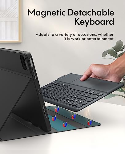 CHESONA for iPad Air 5th/4th Generation Case with Keyboard, Pro 11 inch Keyboard, Smart Trackpad, 7 Color Backlit, Wireless Detachable Keyboard for iPad Air 10.9, Pro 11 (4/3/2/1 Gen), Black