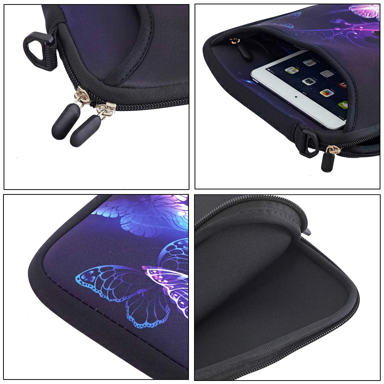 RICHEN 10 inch Messenger Bag Carrying Case with Handle Accessory Pocket Fits 7 to 10-Inch Laptops/Notebook/Kids Tablet (7-10.2 inch, Butterflies)
