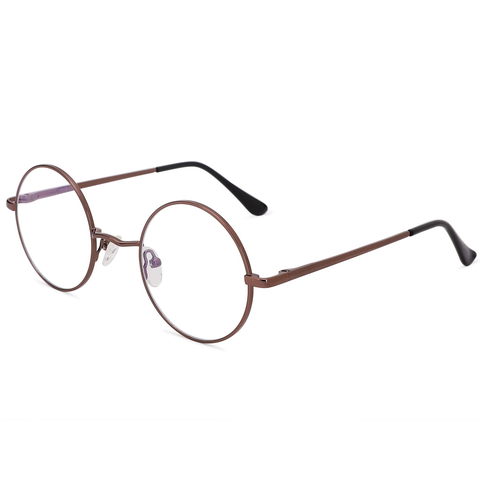 Pro Acme Non Prescription Clear Lens Glasses Retro Small Round Metal Frame (Bronze)