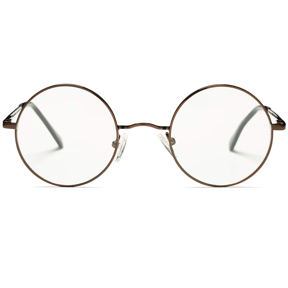 Pro Acme Non Prescription Clear Lens Glasses Retro Small Round Metal Frame (Bronze)