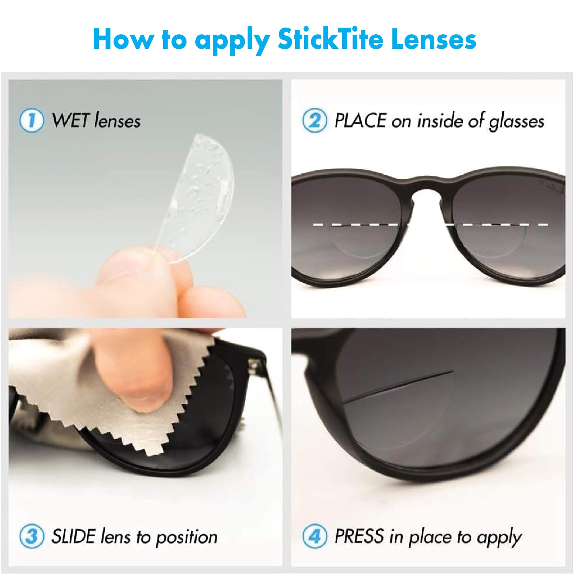 StickTite Lenses Small 28mm (Single Pack) β Stick-on bifocal lenses - Instantly convert sunglasses into magnified, bifocals. Reusable lenses (1 pair) 1.75 diopter