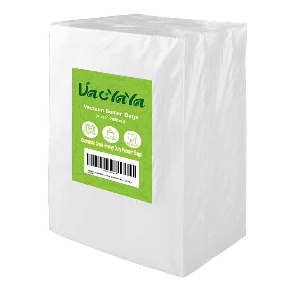 VacYaYa 200 Quart Size 8 x 12 Inch Vacuum Sealer Freezer Storage Machine Bags for Food,Vac Seal a Meal Bags with BPA Free Sous Vide Vaccume Seal Safe PreCut Bag