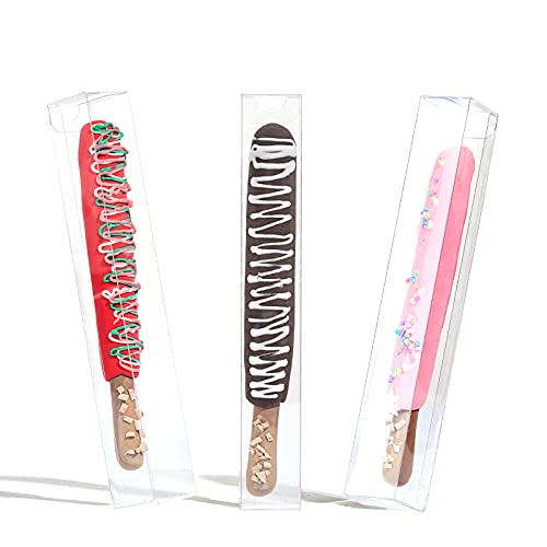 RomanticBaking 50 Pack 1 X 1 X 8 Inches Individual Chocolate Covered Pretzel Rods Boxes (Not include Pretzel) Gumball Boxes Party Favor Boxes Small Treat Boxes