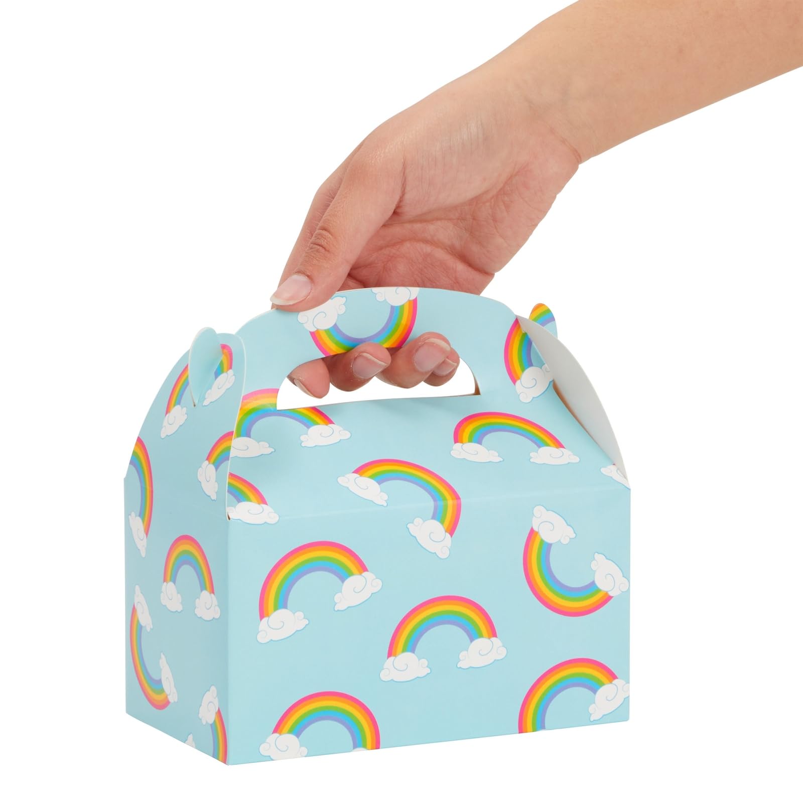 BLUE PANDA 24 Pack Rainbow Gable Boxes, Goodie Gift Box for Kids Birthday Themed Party Favors, Gifts, Treats (6.2 x 3.5 x 3.6 In)