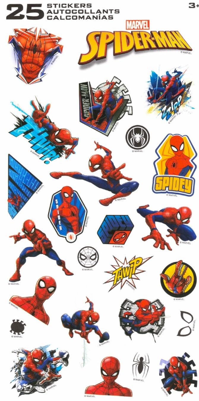Marvel Shop Spiderman Backpack for Boys 7-8 Set - 16'' Inch Spiderman School Backpack for Boys 7-8 Bundle with Stickers, More | Spiderman Backpack for Kids