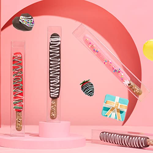RomanticBaking 50 Pack 1 X 1 X 8 Inches Individual Chocolate Covered Pretzel Rods Boxes (Not include Pretzel) Gumball Boxes Party Favor Boxes Small Treat Boxes
