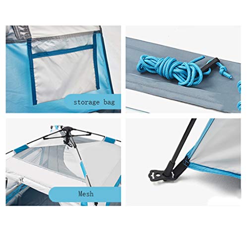 Tents Automatic Camping Pop- Up Tent 3-4Person One Door and Three Windows Tents Double Layer Waterproof Dome Tent Large Family Tent Waterproof Tent (Dark Blue)