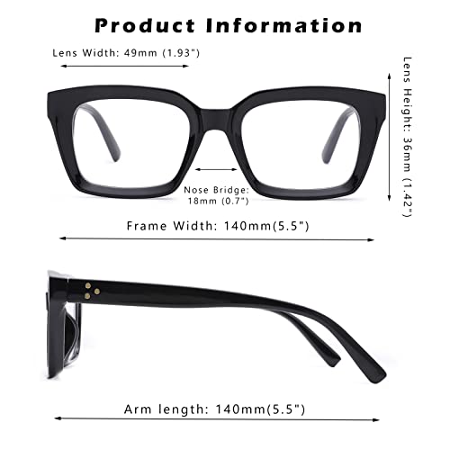 Hycredi Classic Square Eyewear Non-prescription Clear Lens glasses for Women Men Thick Square Frame Eyeglasses-Black+Red