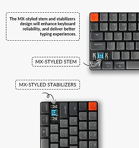 Keychron K3 Ultra-Slim 75% Layout RGB Backlit Wireless Bluetooth/Wired USB Mechanical Keyboard, Hot-Swappable Low-Profile Keychron Optical Brown Switch 84-Key Gaming Keyboard for Mac Windows-Version 2