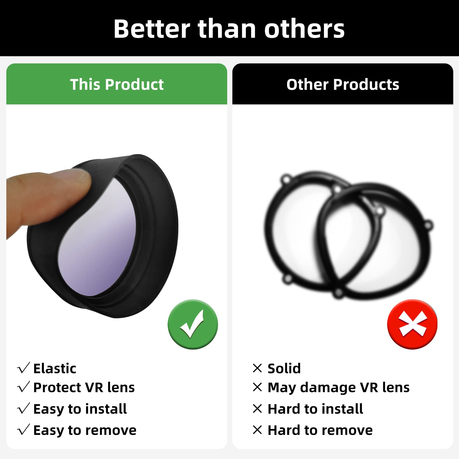 Merryhome(1 Pack) VR Lens Protector, Blue Light Glasses, for Quest 3S/ Quest 2 Accessory, Not for Quest 3, Lens Replacement, Anti-Glare, Dust, Easy to Install-Black