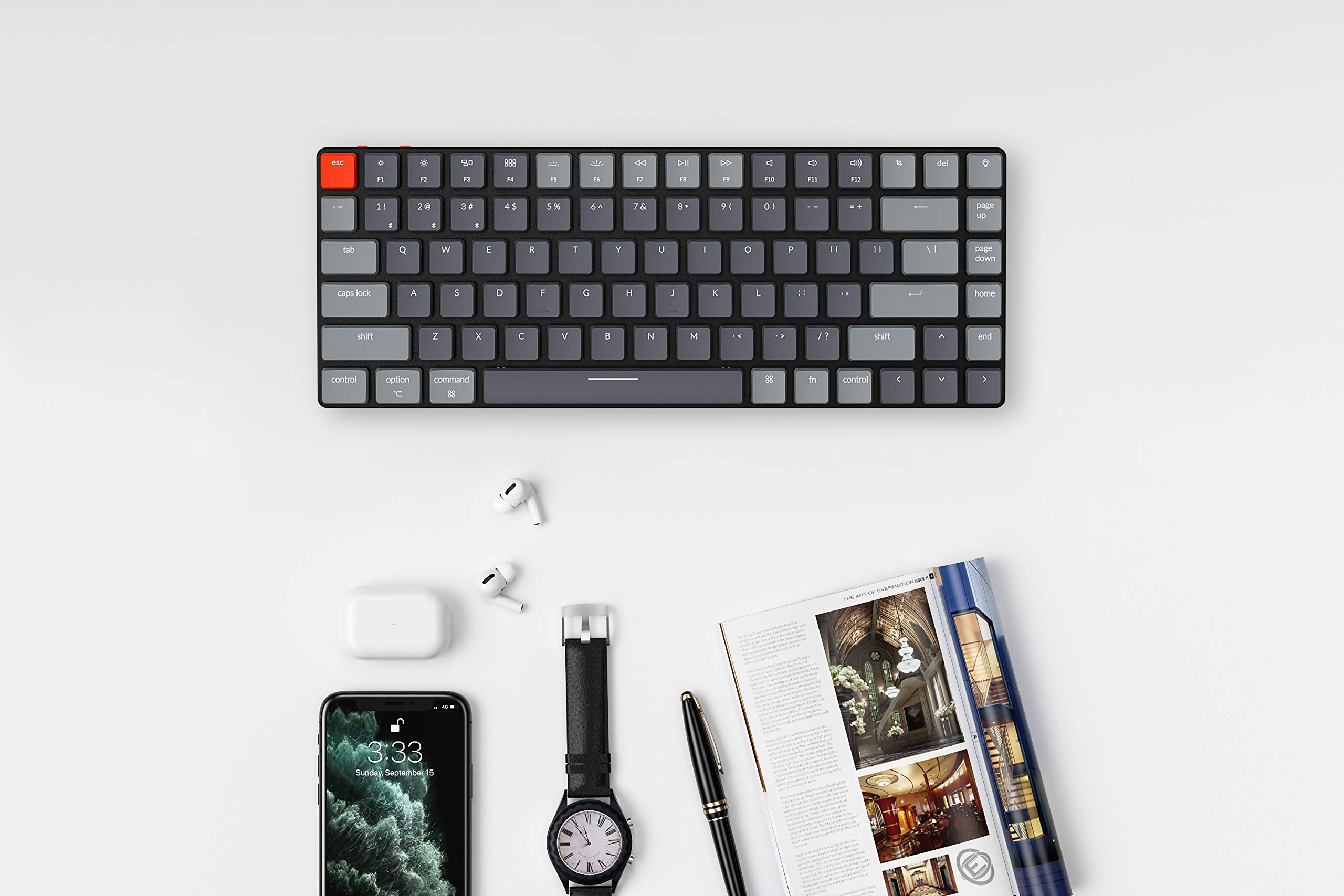 Keychron K3 Ultra-Slim 75% Layout RGB Backlit Wireless Bluetooth/Wired USB Mechanical Keyboard, Hot-Swappable Low-Profile Keychron Optical Brown Switch 84-Key Gaming Keyboard for Mac Windows-Version 2