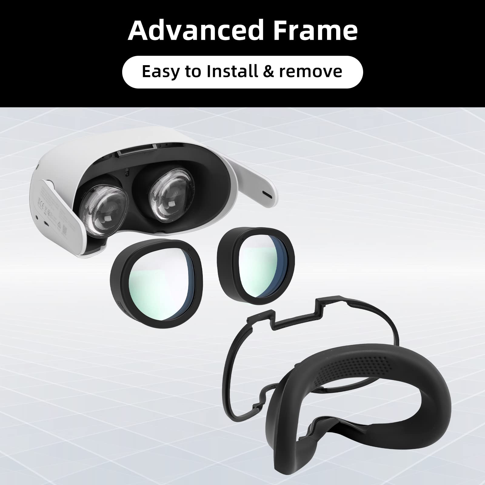 Merryhome(1 Pack) VR Lens Protector, Blue Light Glasses, for Quest 3S/ Quest 2 Accessory, Not for Quest 3, Lens Replacement, Anti-Glare, Dust, Easy to Install-Black