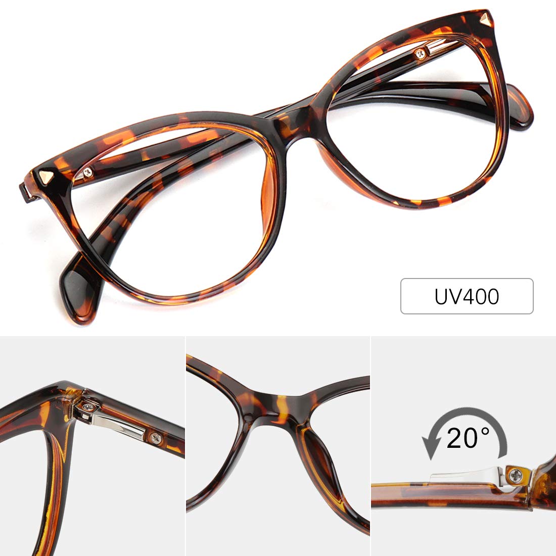 MEETSUN Non Prescription Glasses Frame for Women,Retro Cateye Fake Eyeglasses HD Clear Lens (Tortoise Frame Clear Lens)