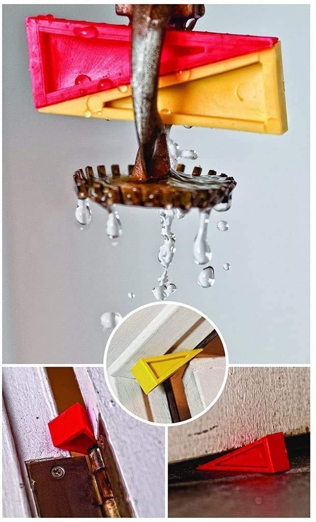 LINE2design Firefighter Door Stopper Safety Combo Wedge Pack Door Stop Loose Sprinkler Stops Safety Wedges Doors Opener (Pack of 4, Red)