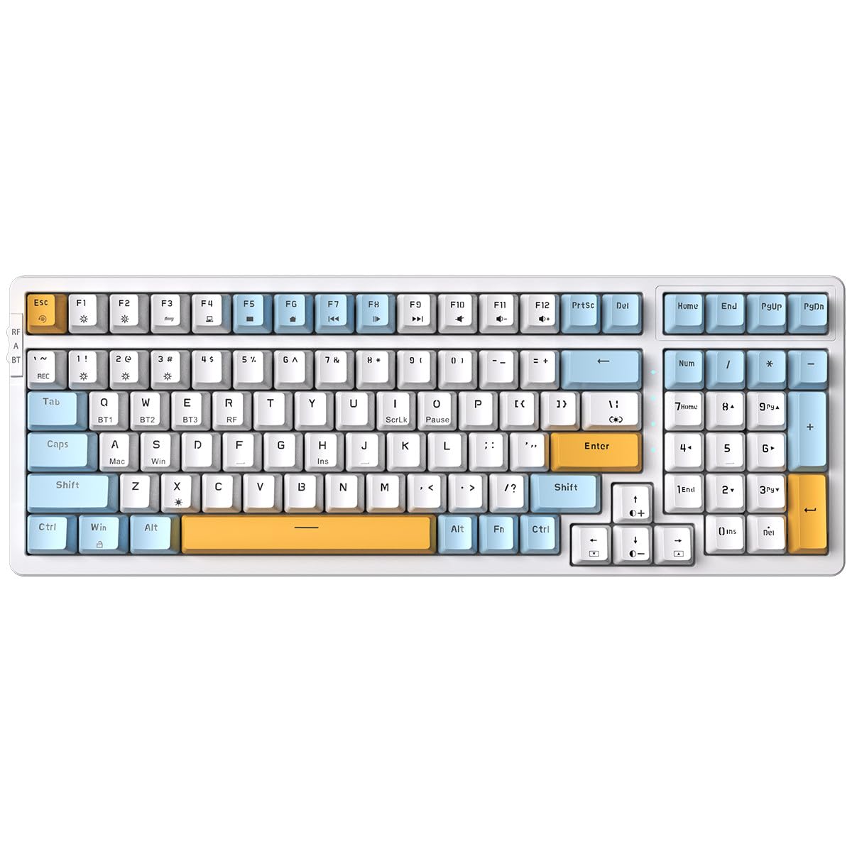 Merdia Wireless Mechanical Keyboard, Triple Mode 2.4G/USB-C/BT Gaming Keyboard 100 Keys Ice-Blue Backlit Brown Switch Keyboard | Rechargeable Keyboard | Mechanical Gaming Keyboard | Ice Blue/W/Y