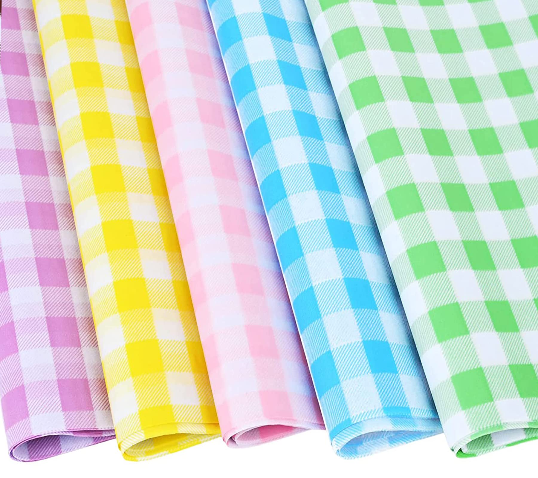 Bolsome 50 Sheets Spring Pastel Tissue Paper Buffalo Plaid Wrapping Paper Pink Yellow Blue Green Purple Gift Tissue Paper for Home DIY Gift Bags Spring Easter Birthday Decoration, 20 x 30inch
