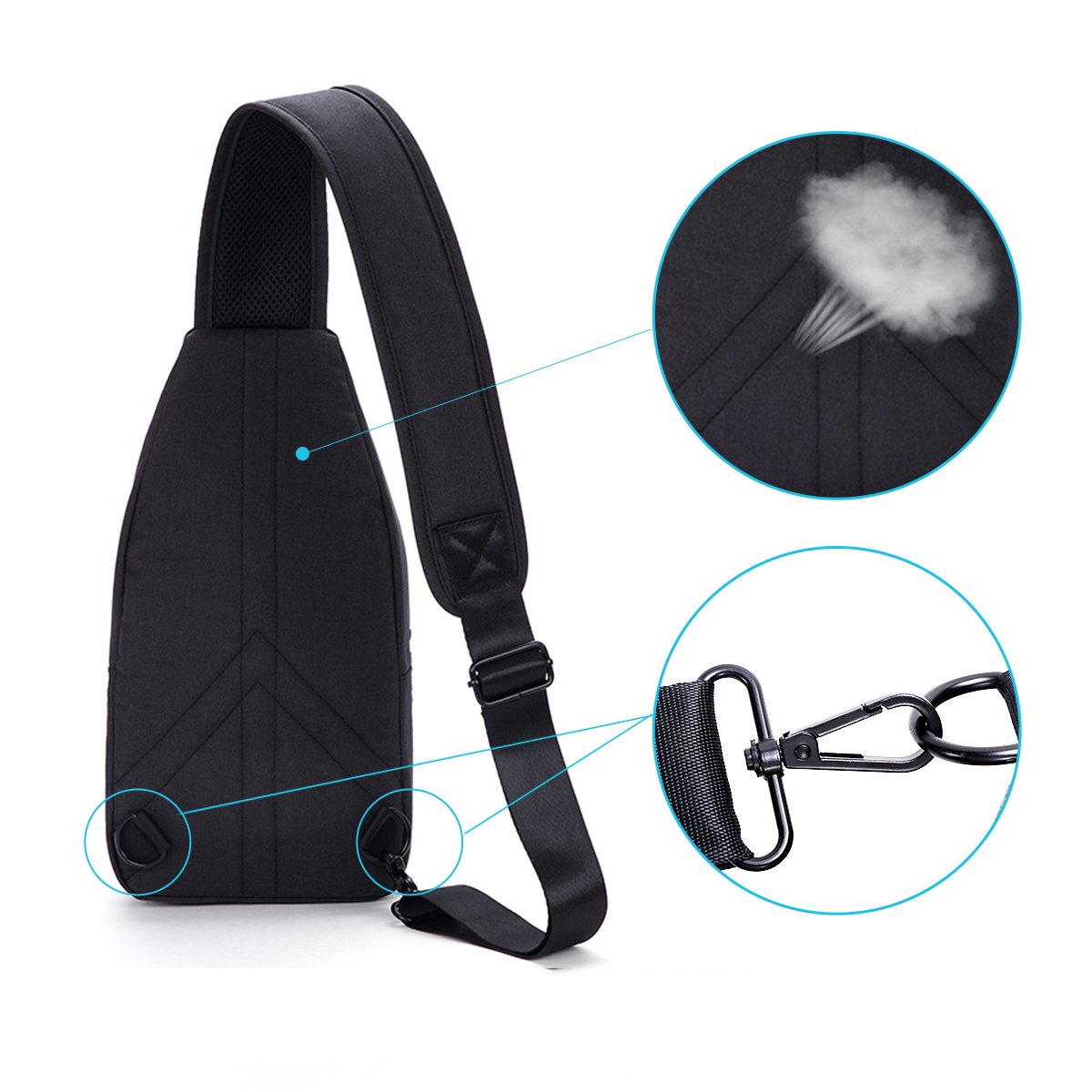 NextFri Sling Bag Unisex Crossbody Bag For Anti-Theft Chest Bag Casual Shoulder Bag Black