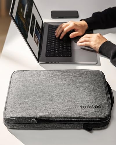 tomtoc 360 Protective Laptop Shoulder Bag for 16-inch MacBook Pro M4/M3/M2/M1 Pro/Max A3403 A3186 A2991 A2780 2024-2019, 15-inch MacBook Air M3/M2, Water-resistant Laptop Case for Dell XPS 15