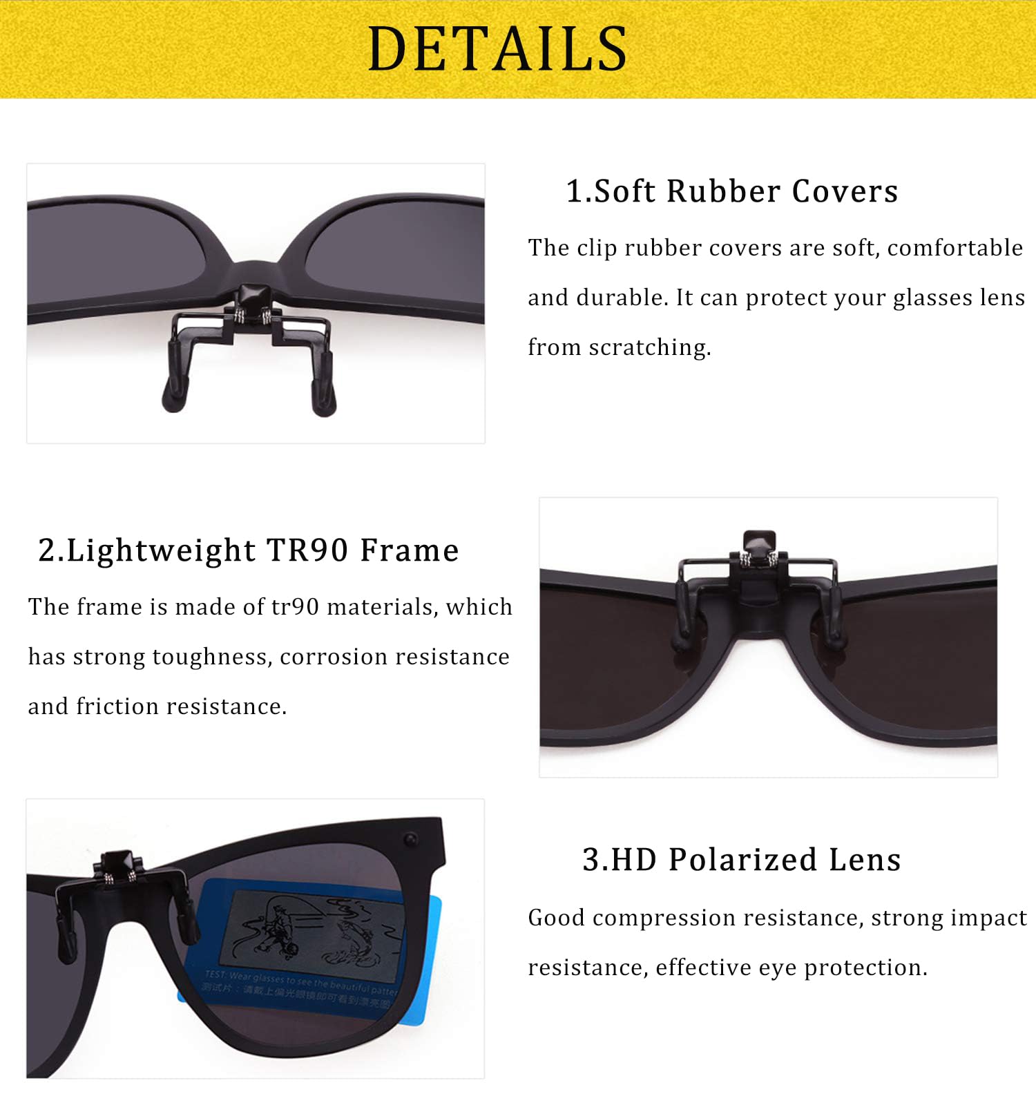 FRAZALA Polarized Clip on Sunglasses over Prescription Glasses Anti-Glare UV Protection Sunglasses Clip on Glasses Unisex (Green)