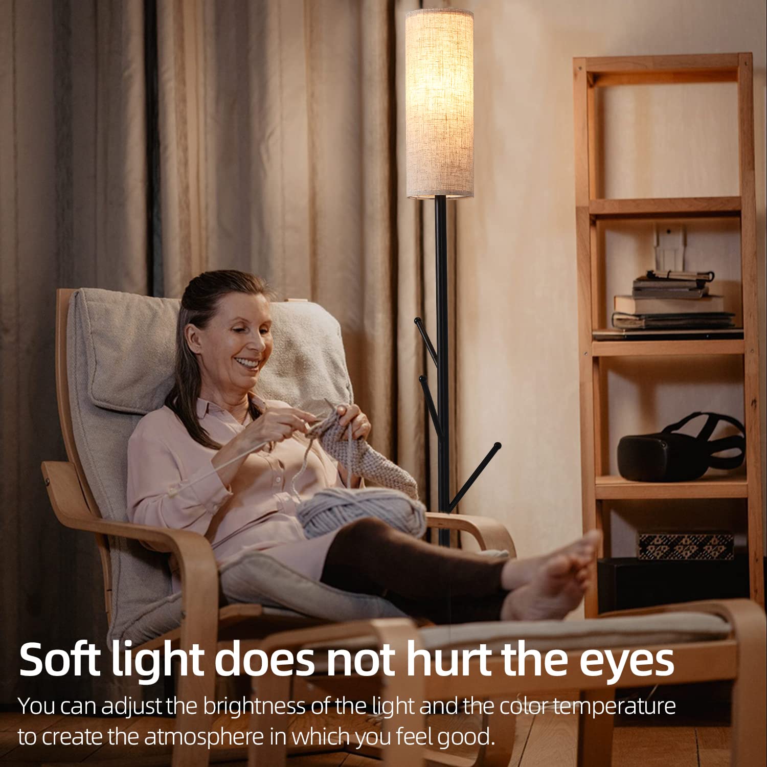 Floor Lamps with Coat Rack, Standing Lamp with Hanger Simple Design,Modern Floor Lamp with Shade Pedal Switch and Remote Control Smart LED RGB Bulb Included for offic;Bedroom;Living Room.