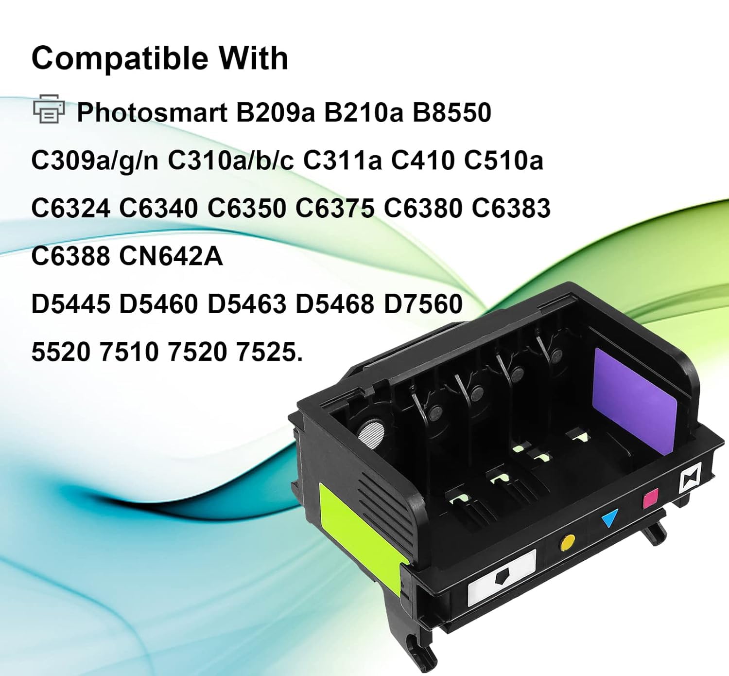 Ademon 564 Printhead 5-Slot Replacement for HP 564 564XL 5-Slot CN642A CB326-30002 for HP Photosmart 7520 7510 7525 7515 C6340 D7560 C6350 Printer Printhead(1 Pack), Black