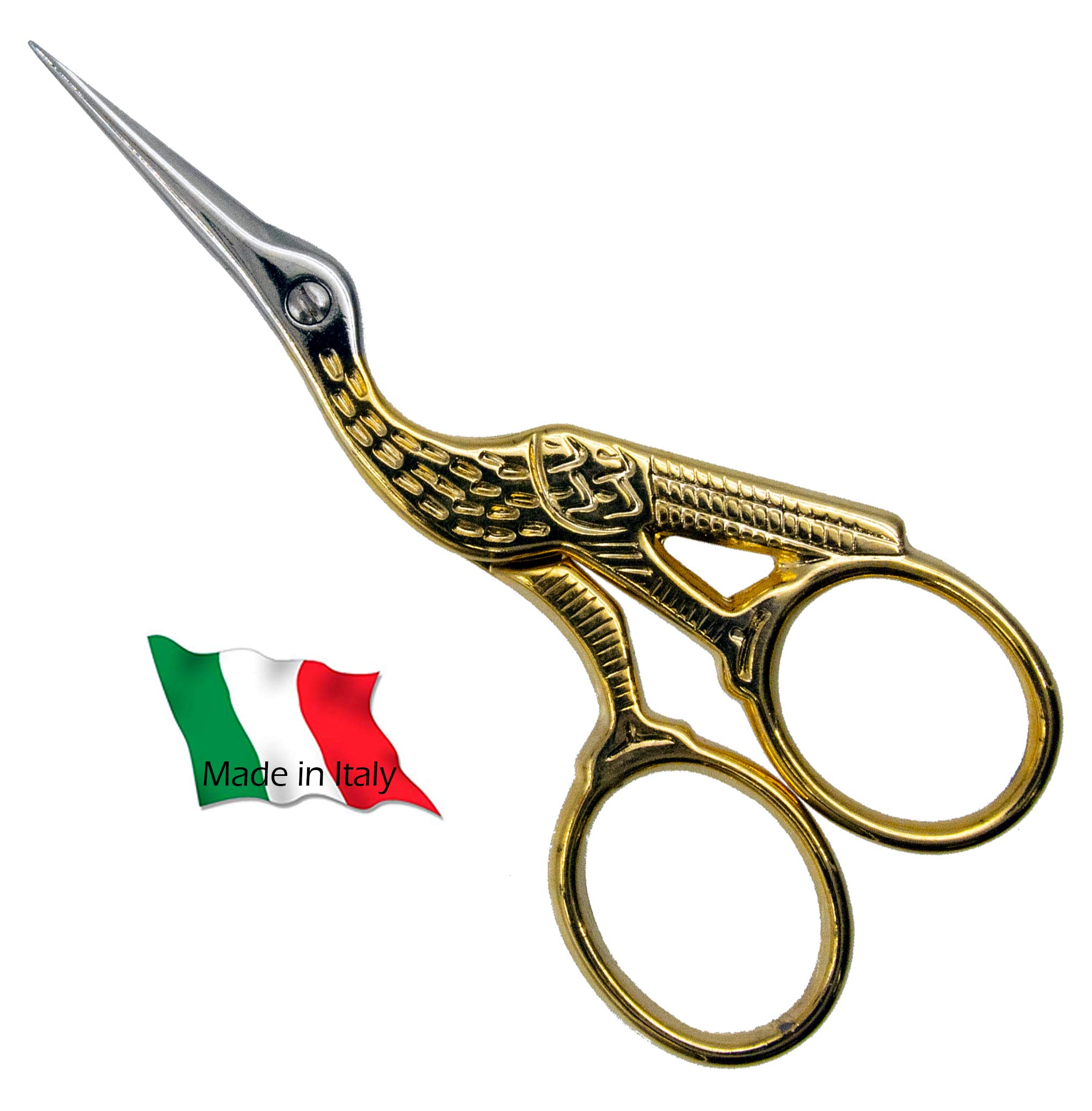 Ultima 3-1/2-Inch Forged, Gold-Plated, Stork Embroidery & Sewing Scissors
