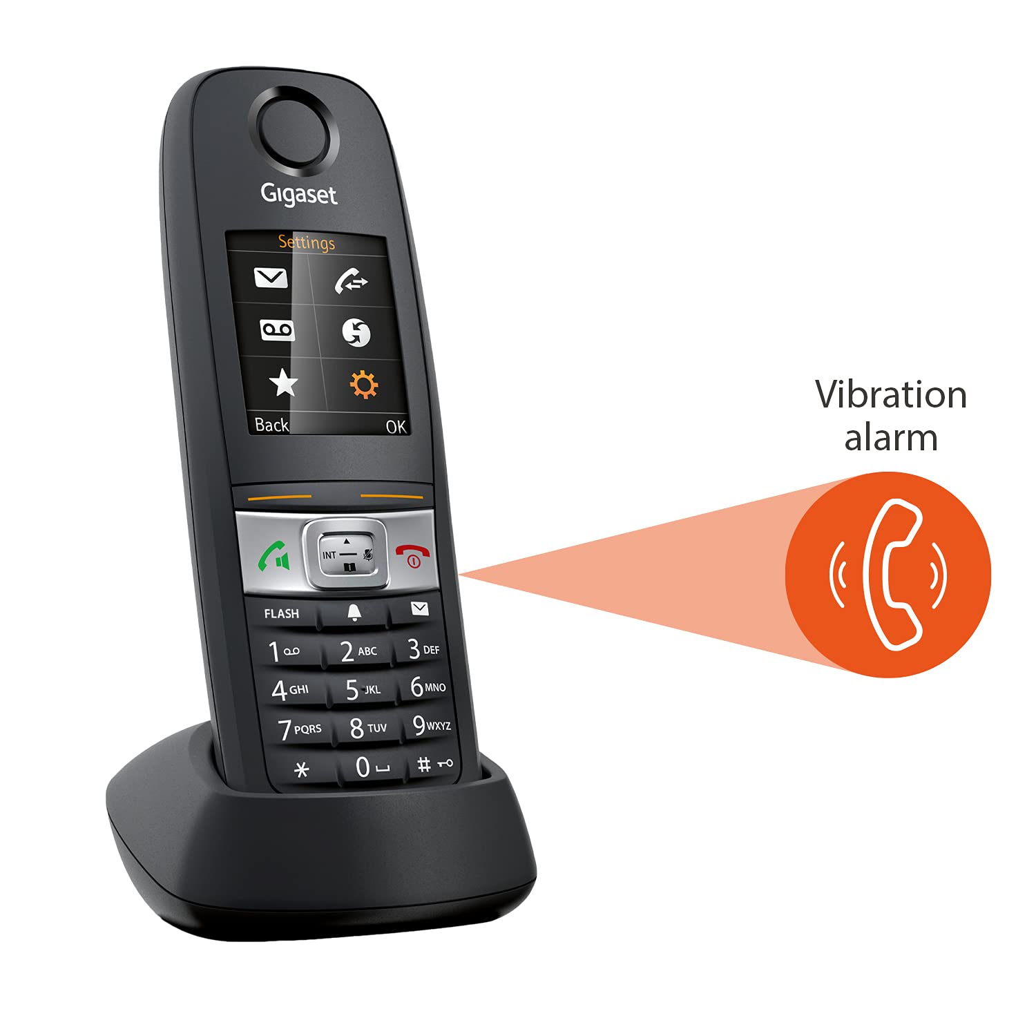 Gigaset E630A – Robust Landline Phone with Answering Machine - Made in Germany- Water Splash, Dust and Shock-Resistant, Cordless Phone for Workshops and Restaurants (Black, Pack of 1)